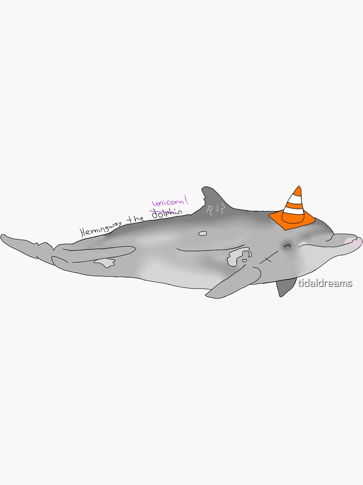"Hemingway the Dolphin (Unicorn) " Sticker for Sale by tidaldreams ...