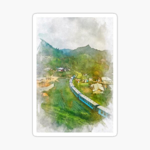 "Train passing through a town. Digital watercolor" Sticker for Sale by ...