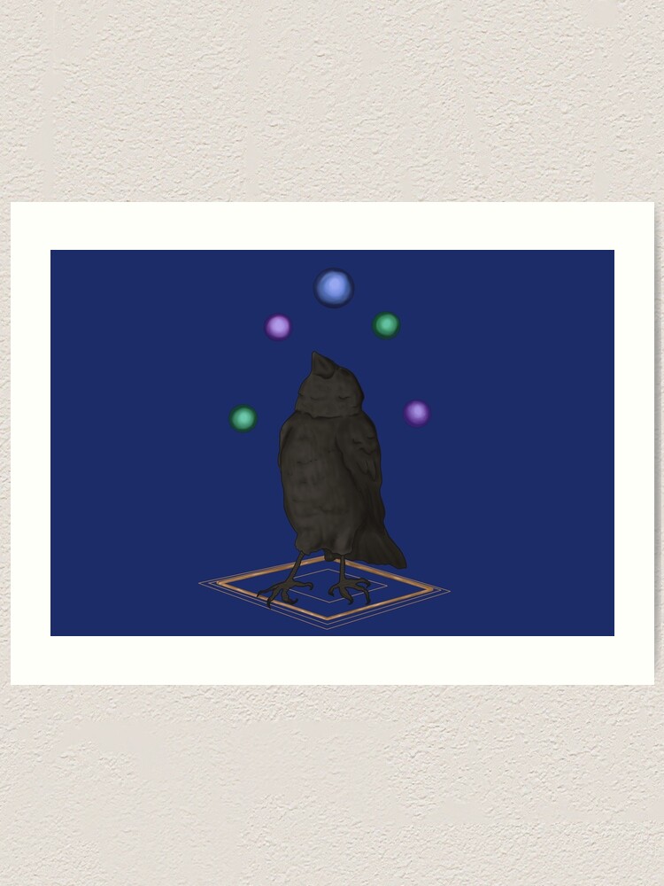 "Crow with Floating Glowing Orbs (Cool Colors)" Art Print for Sale by TheCat-TheCrow | Redbubble