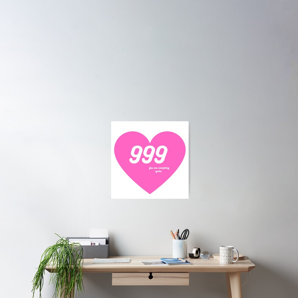 "999 Pink Angel Numbers Heart " Poster for Sale by carsan | Redbubble