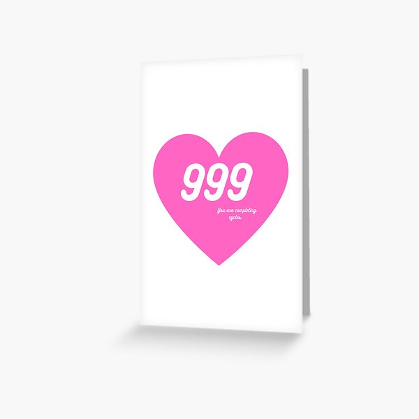 "999 Pink Angel Numbers Heart " Greeting Card by carsan | Redbubble