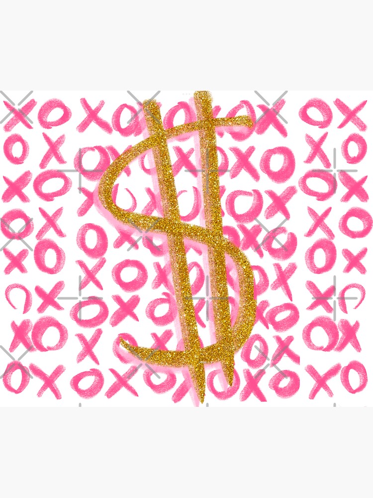 "Preppy Pink and Gold XO Money Sign" Sticker for Sale by ...