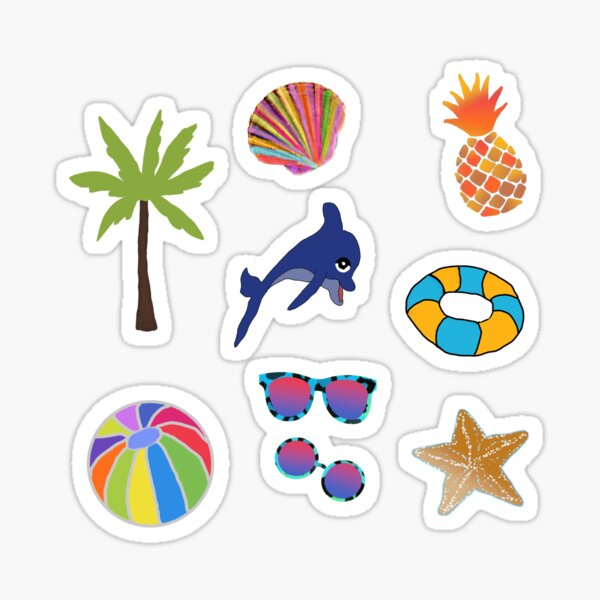 "TROPICAL BEACH COLORFUL HOLIDAY" Sticker by sentha | Redbubble