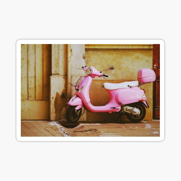 "Vintage Pink Italian Motor Scooter " Sticker for Sale by CarolinaReina ...
