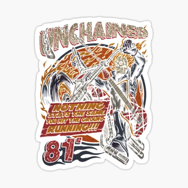 "UNCHAINED_quot_ SHIRT" Sticker for Sale by WoodenBoxesAndM | Redbubble