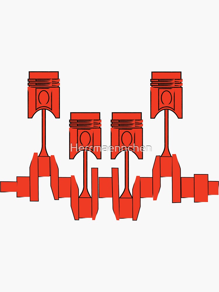 "4, cylinder, engine, gift, engine, piston" Sticker for Sale by ...