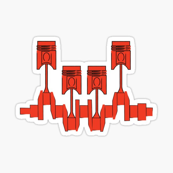 "4, cylinder, engine, gift, engine, piston" Sticker for Sale by ...