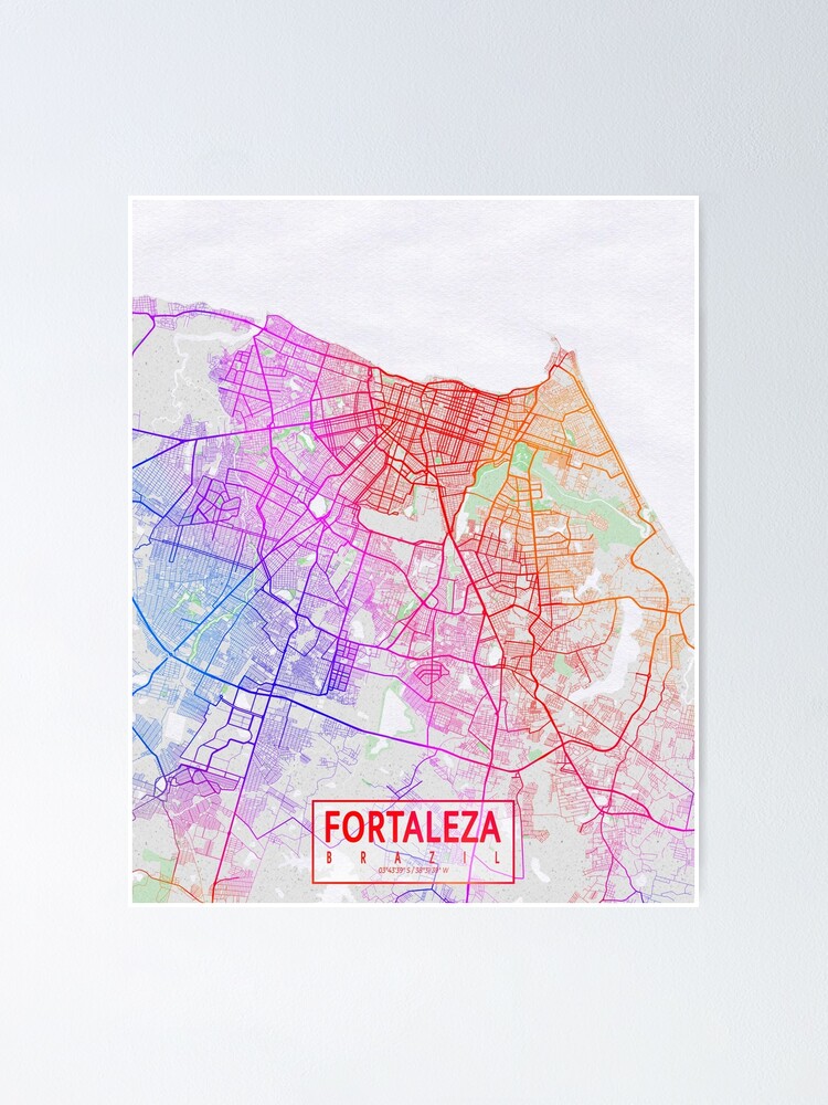 "Fortaleza City Map of Ceara, Brazil - Colorful" Poster for Sale by ...