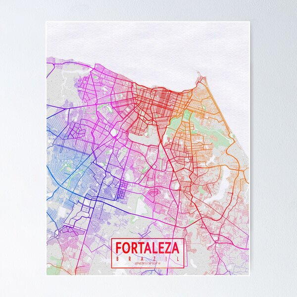 "Fortaleza City Map of Ceara, Brazil - Colorful" Poster for Sale by ...
