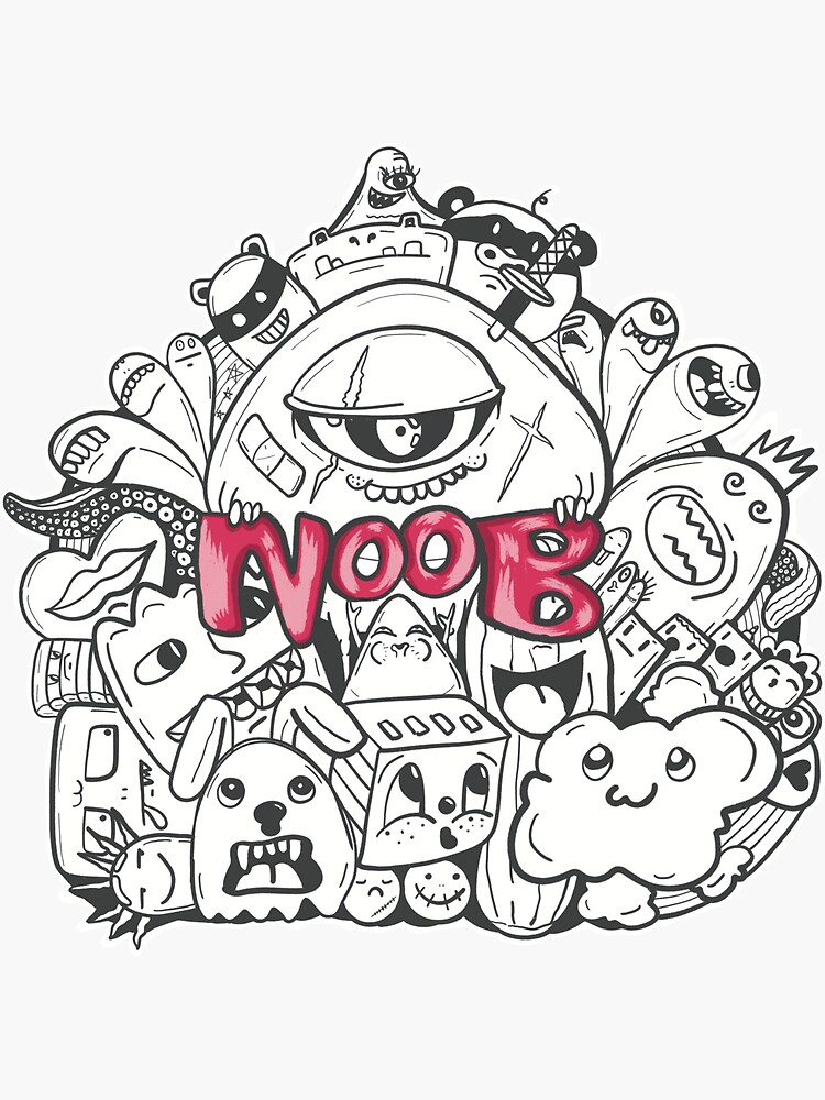 "Doodle art Noob style" Sticker by SansgraphID | Redbubble