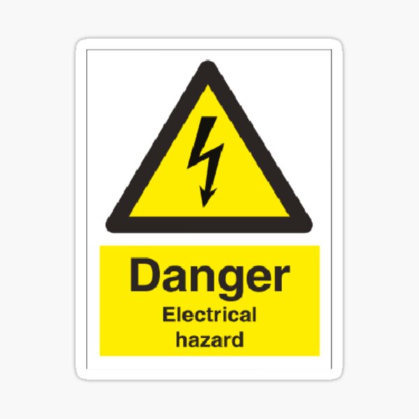 "Retro Yellow Black Danger Electric Warning Sign" Sticker by red ...