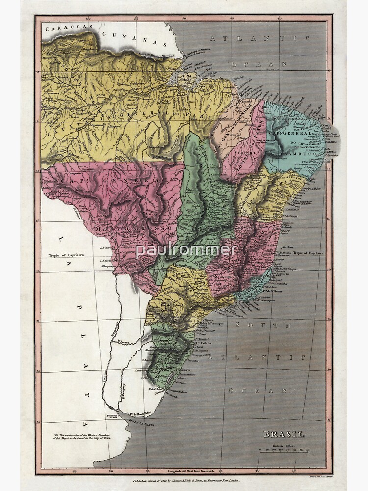 Pegatina «Mapa de Brasil - 1822» de paulrommer | Redbubble