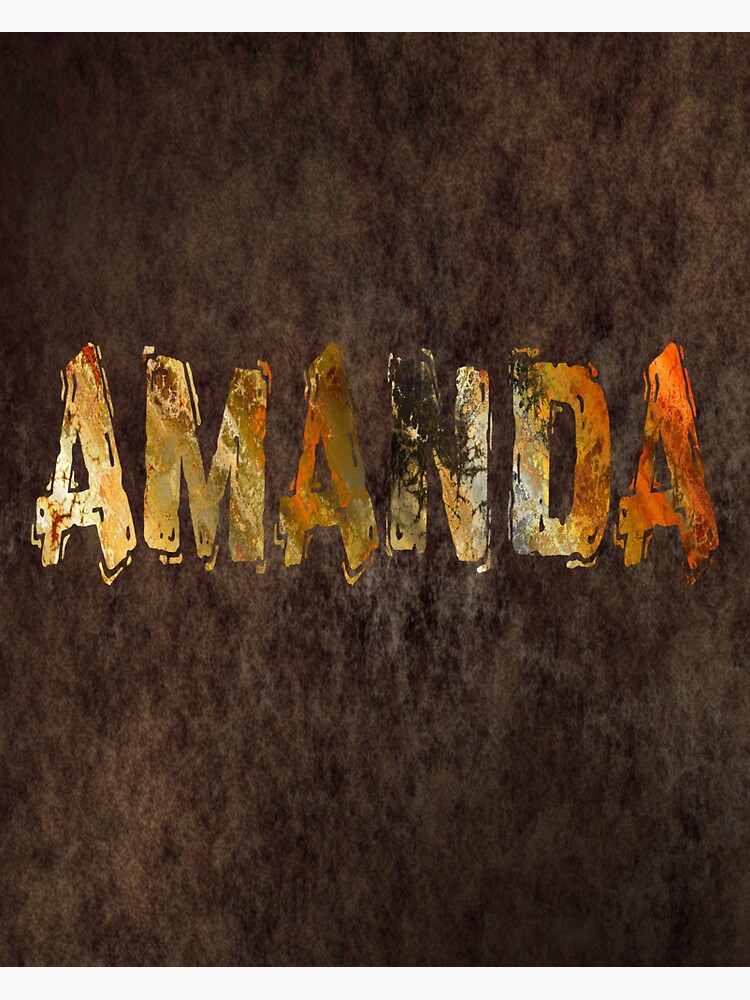 "Amanda name design gold grunge letters on dark background" Sticker for ...