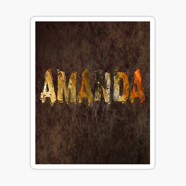 "Amanda name design gold grunge letters on dark background" Sticker for ...
