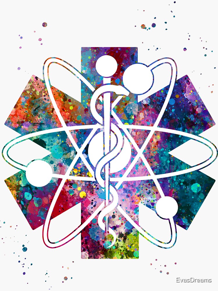 "Radiology Nuclear Medicine Symbol Star of Life and Atom " Sticker for ...