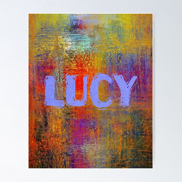 "Lucy name design blue letters on bright colourful background" Poster ...