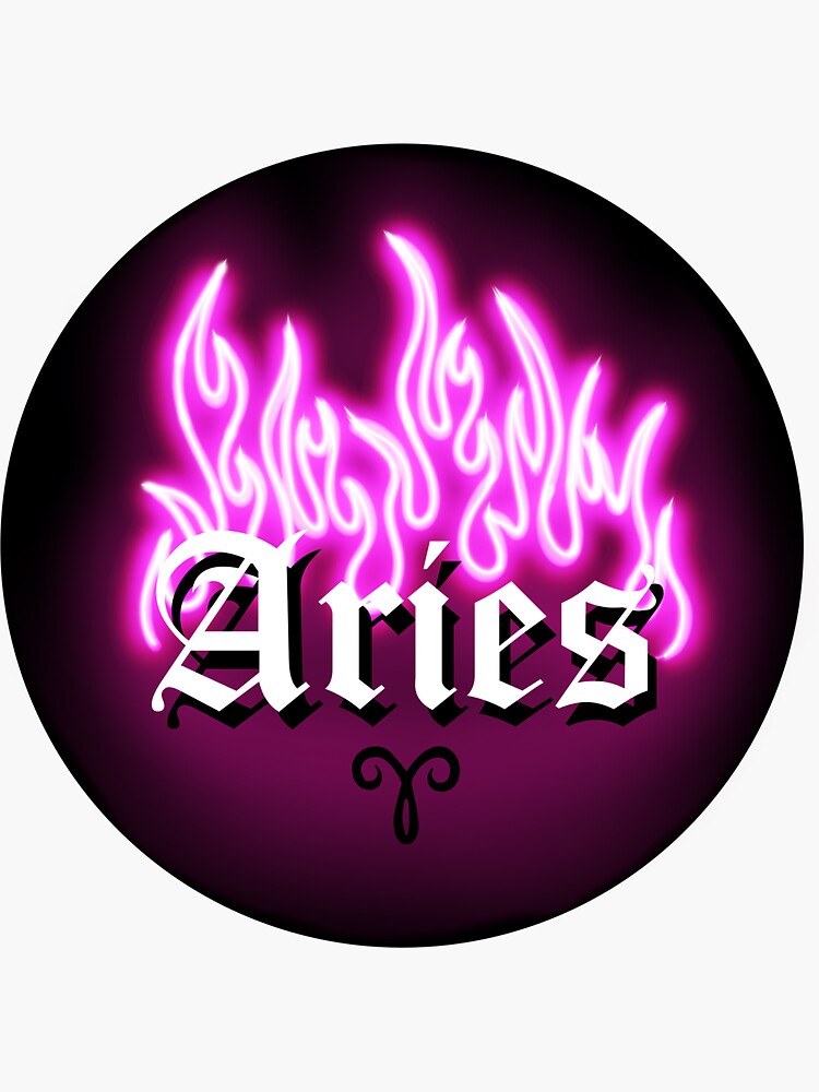"Pink Aries star-sign fire sign flames" Sticker by TheBubbleBlower ...