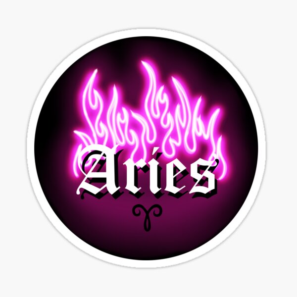 "Pink Aries star-sign fire sign flames" Sticker by TheBubbleBlower ...