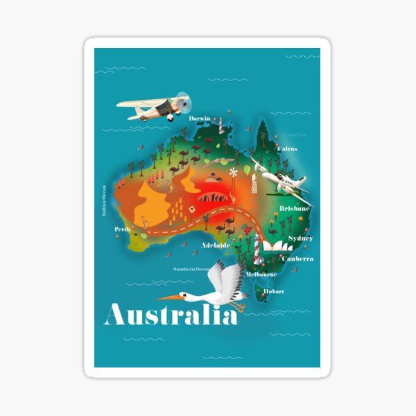"Australia Map Travel poster." Sticker for Sale by vectorwebstore ...