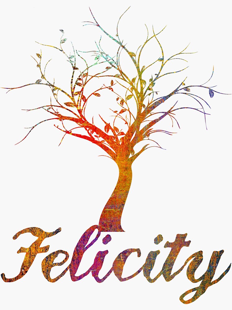 "Felicity name design gold letters and tree on black background ...