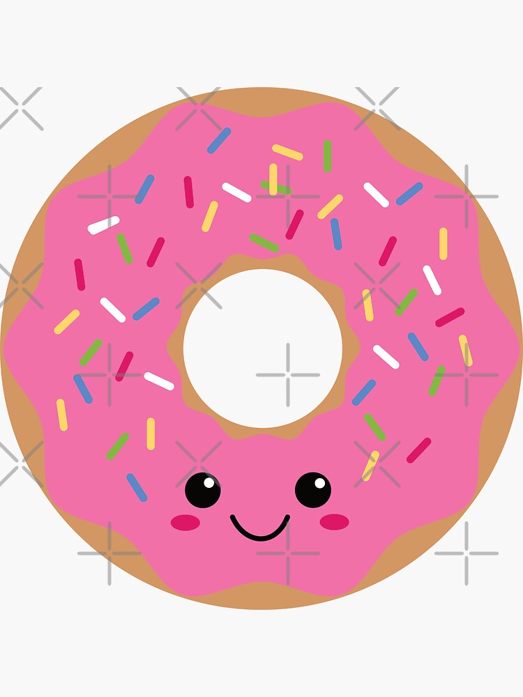 Pegatina «Linda dona rosa sonriente con chispas Donut Kawaii» de ...