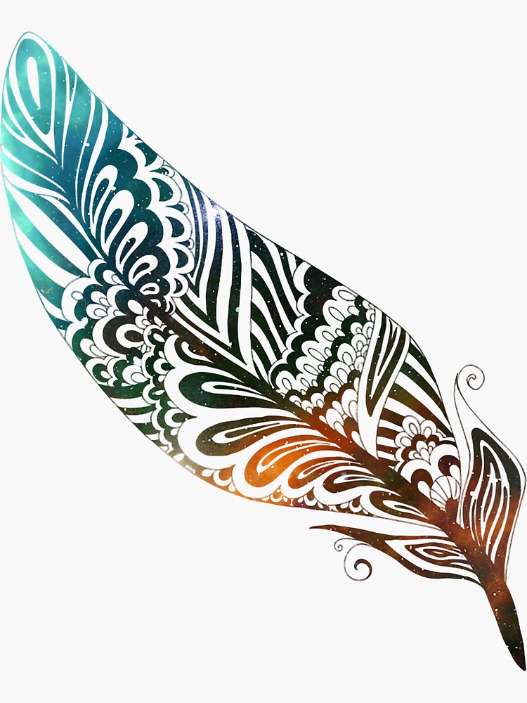 "Native American Indian Feather Colorful Stars Space Galaxy" Sticker by ...