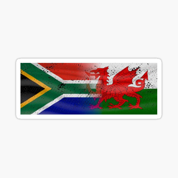 "South Africa Wales flags blended (DISTRESSED)" Sticker by ...