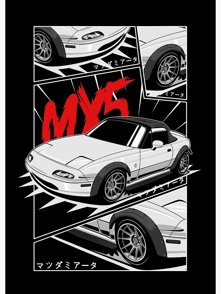 "White Mazda mx5 miata manga style" Poster for Sale by Hans-Studio ...