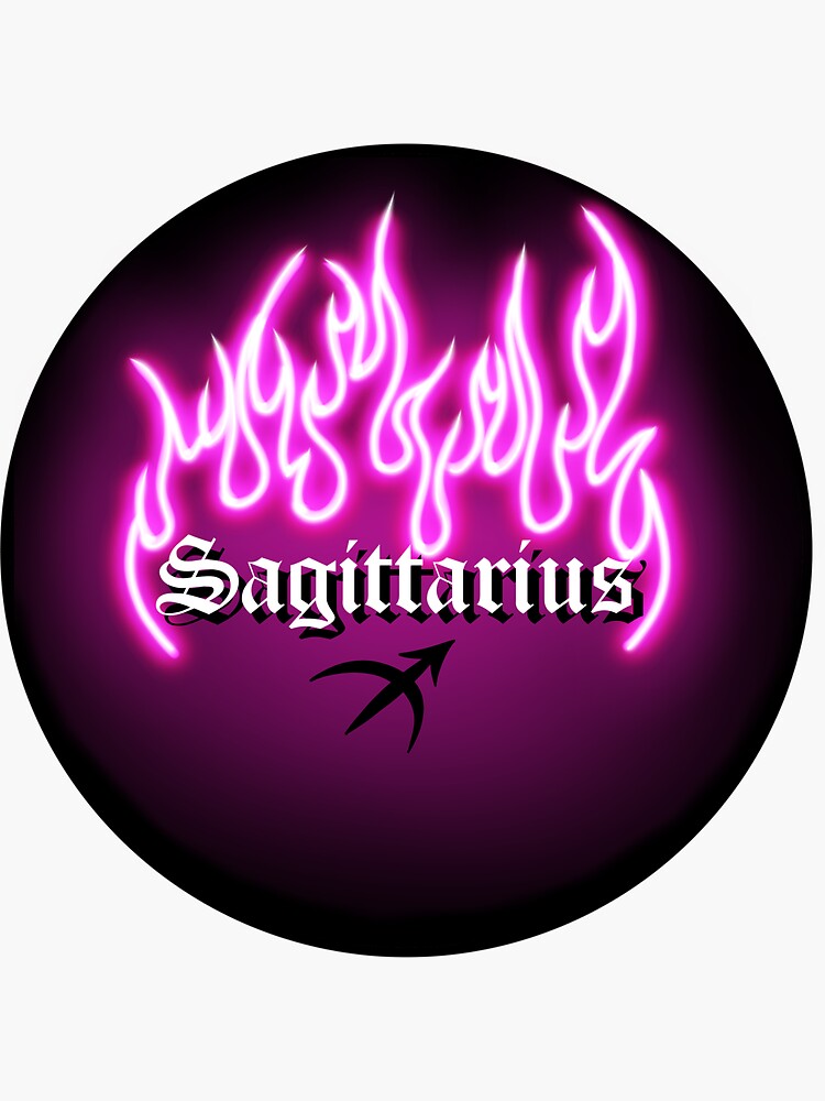 " Pink Sagittarius star-sign fire sign flames" Sticker for Sale by ...