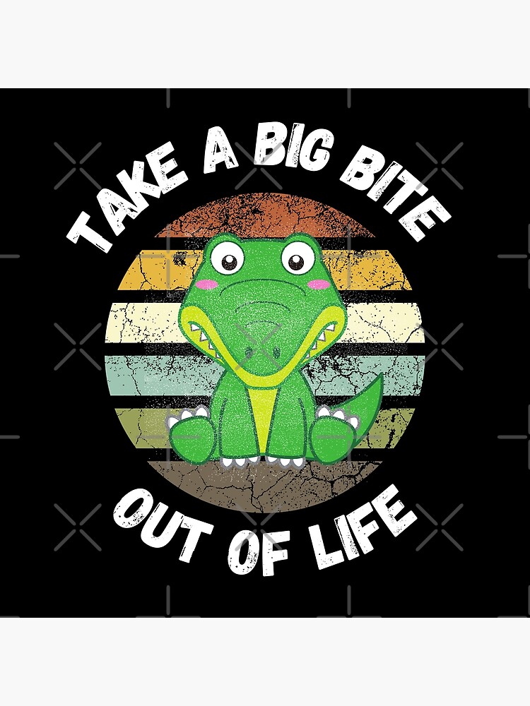 "Take A Big Bite Out Of Life Alligator Clipart Retro Sunset In Black ...