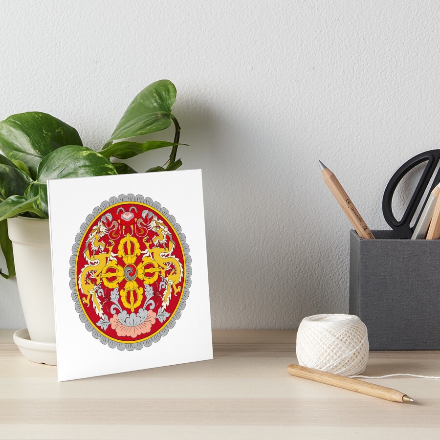 "Emblem of Bhutan | Bhutanese National Symbol | འབྲུག་ཡུལ་" Art Board ...