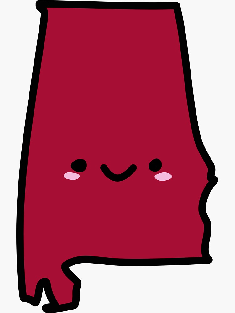 "cute smiley Alabama home lettering UA colors" Sticker by williamiyov ...