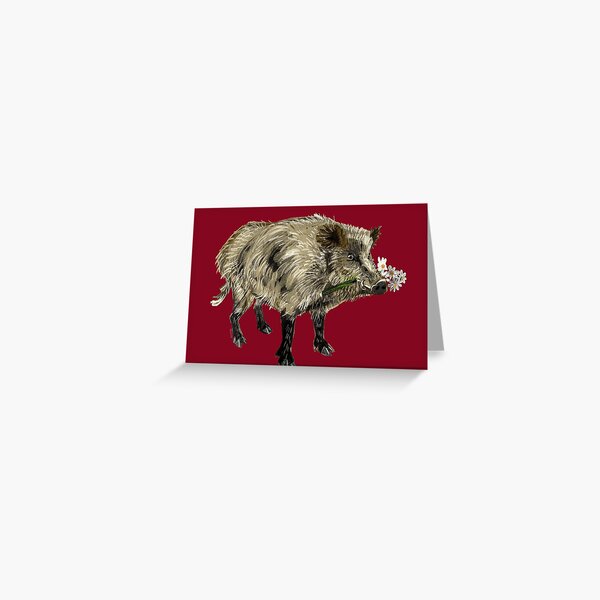 "Love a boar!! Valentine pig in red" Greeting Card for Sale by ...