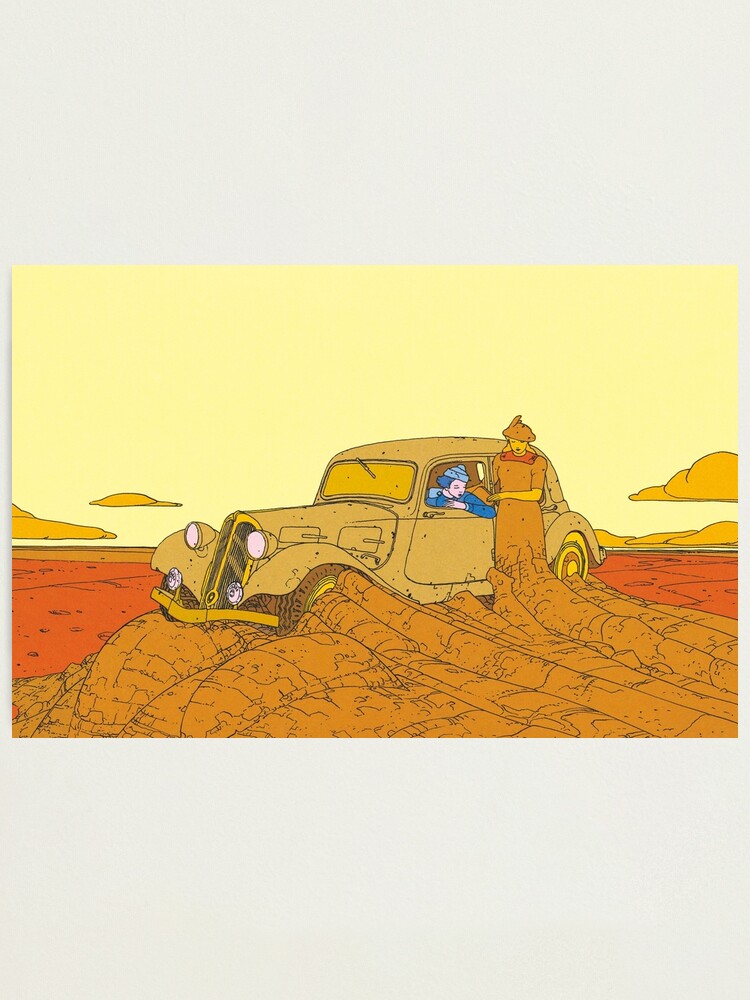 "moebius, the world of edena, living rock, comic, car, desert, orange ...