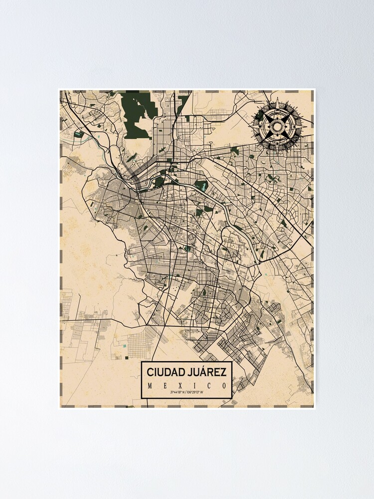 "Ciudad Juárez City Map of Mexico - Vintage" Poster for Sale by deMAP ...