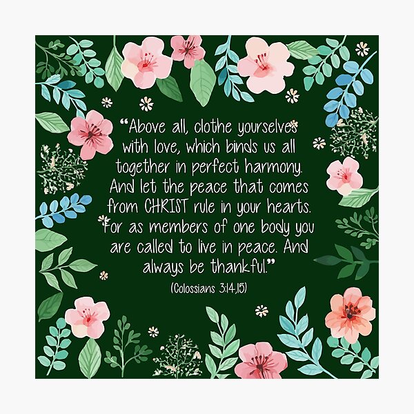 "Clothe Yourselves With Love Peace Harmony Colossians 3 14 15" Photographic Print for Sale by ...