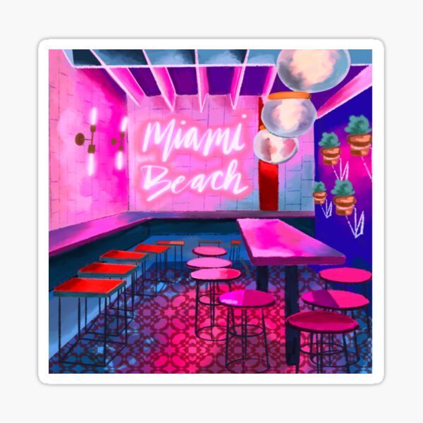 "Miami Beach Pink " Sticker by ScullyArtFiless | Redbubble