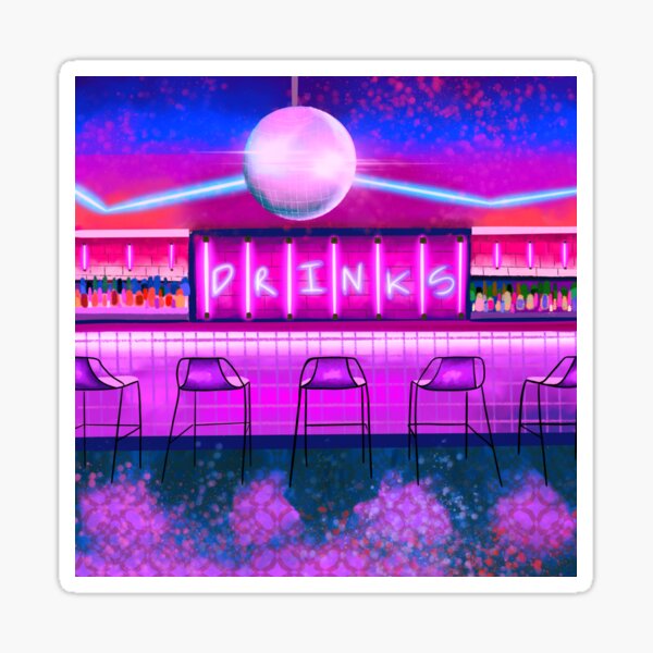 "The Pink Bar" Sticker by ScullyArtFiless | Redbubble