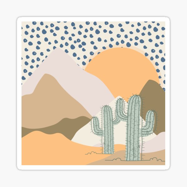 "spotted desert cactus sand mountain landscape" Sticker for Sale by mgr ...