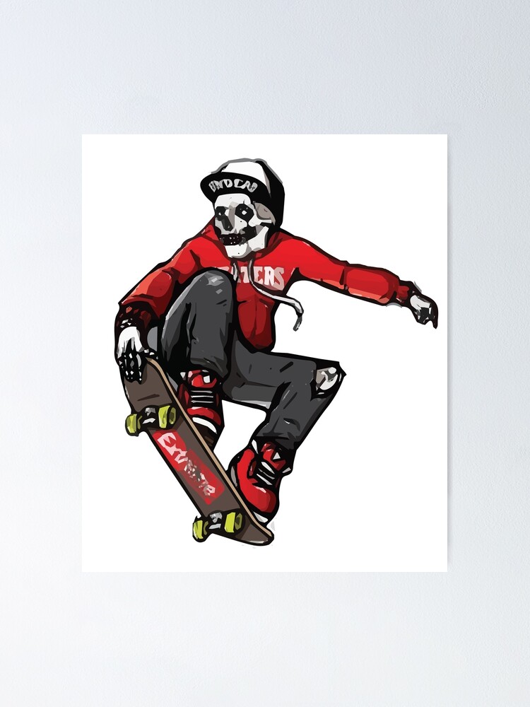 "Skeleton Skateboard , Skull Riding Skateboard" Poster for Sale by ...