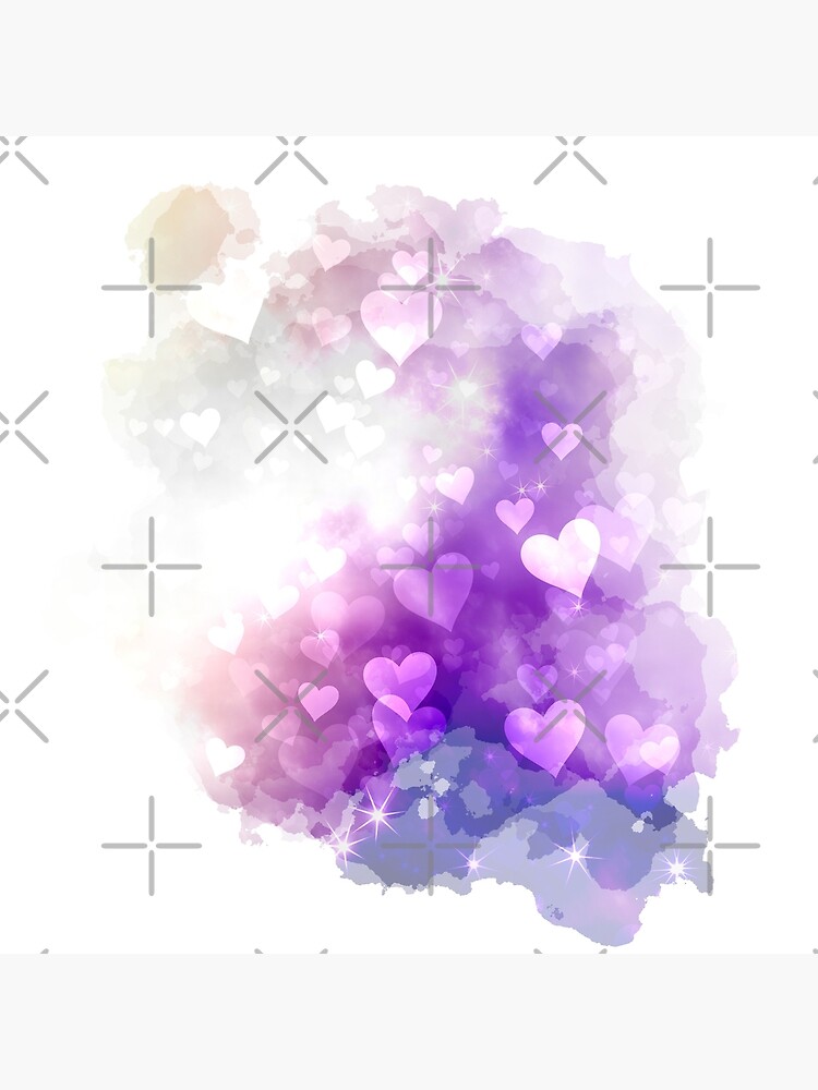 "Watercolour Small Dreamy Hearts and Stars in Yellow and Purple" Poster ...