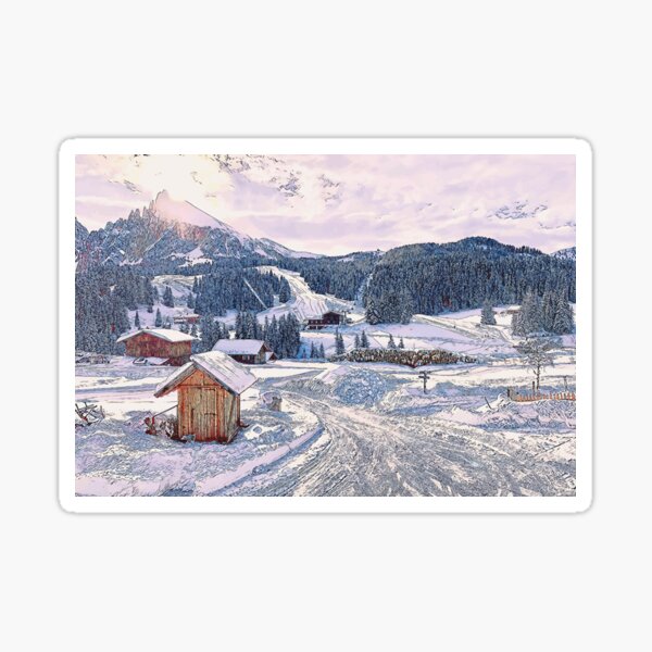 "Winter Holiday In The Alps" Sticker for Sale by RamirezAndSons | Redbubble