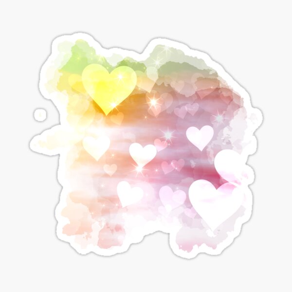 "Watercolour Dreamy Hearts and Stars in Yellow and Reds" Sticker for ...