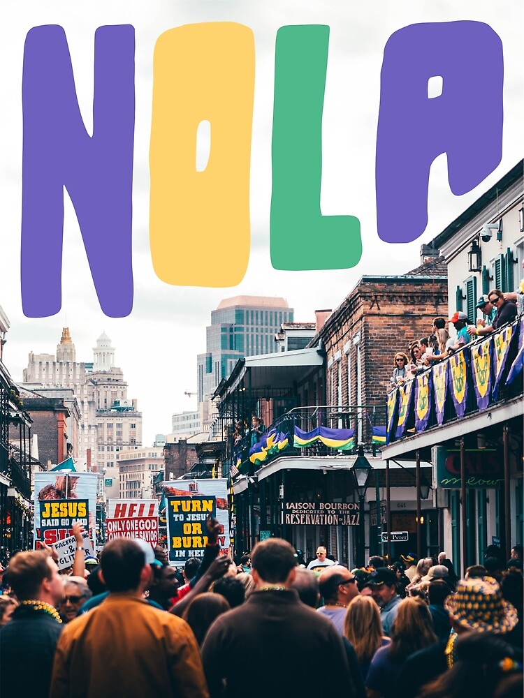 "NOLA - Word Art with French Quarter Background" Poster for Sale by ...