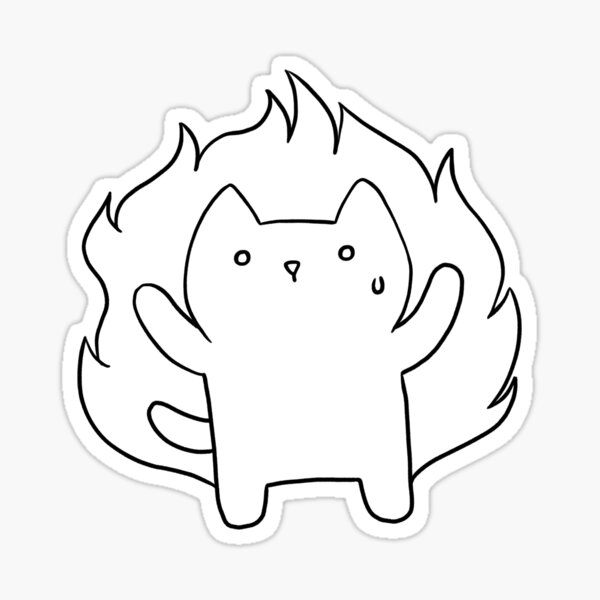 "Burning Cat Sticker" Sticker for Sale by hrgstickers | Redbubble