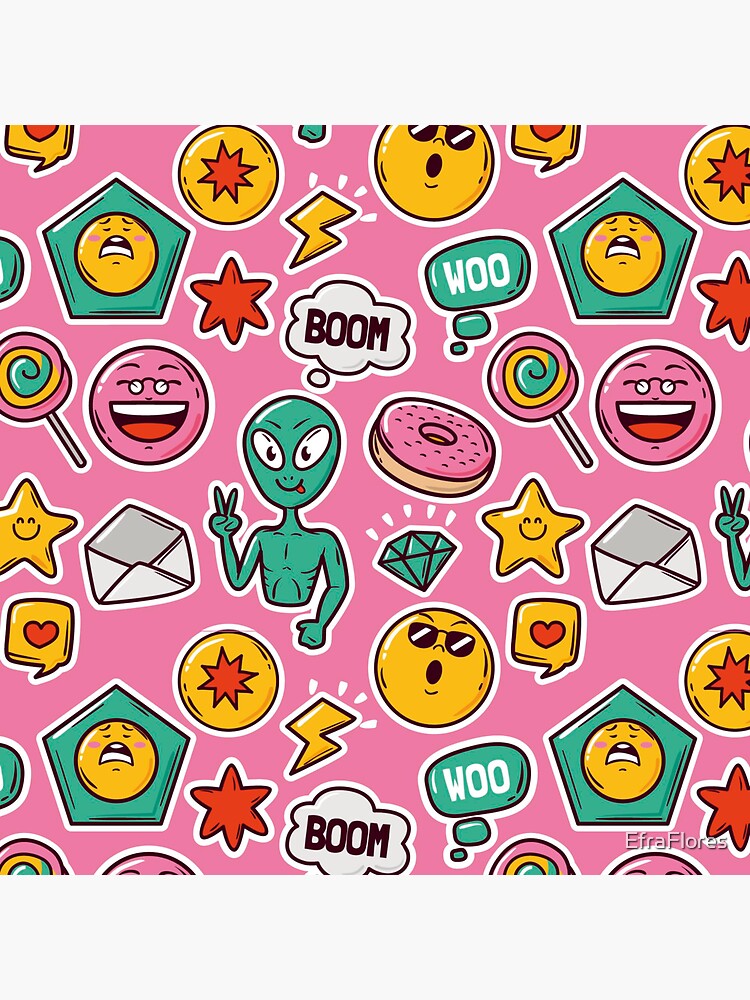 "Cartoon pink doodle" Sticker by EfraFlores | Redbubble