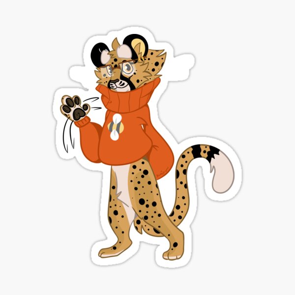 "Waving Cheetah in Sweater" Sticker for Sale by DoodleDragoons | Redbubble