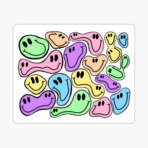 "Pastel Smiley Face Print" Sticker by hanna-esh | Redbubble