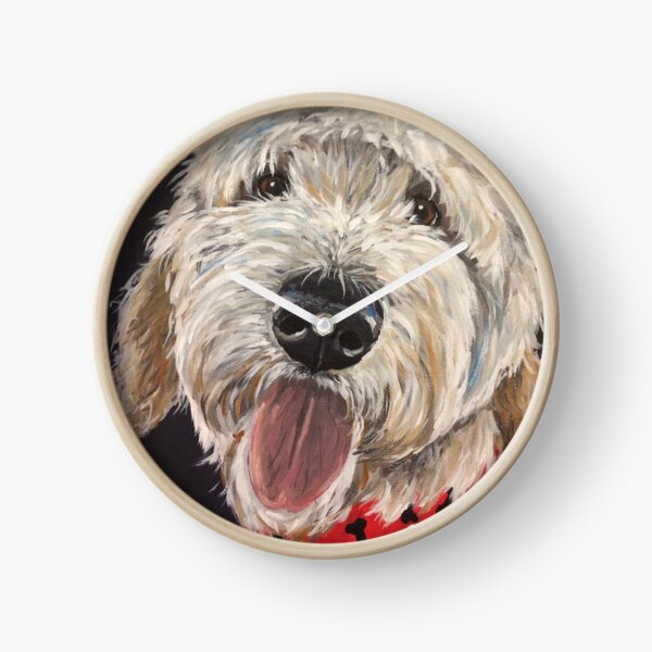 "Labradoodle Art" Clock for Sale by leekellerart | Redbubble