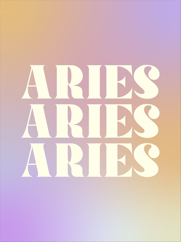 "Aries - Zodiac Sign Word Art with Warm Gradient Background" Poster for ...